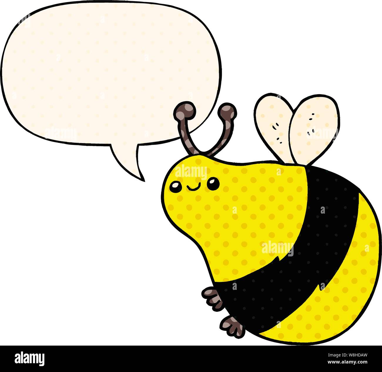 cartoon bee with speech bubble in comic book style Stock Vector Image ...