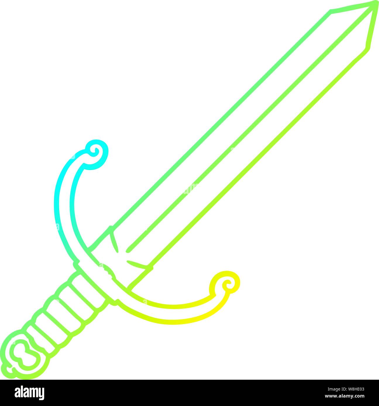 cold gradient line drawing of a cartoon sword Stock Vector Image & Art ...