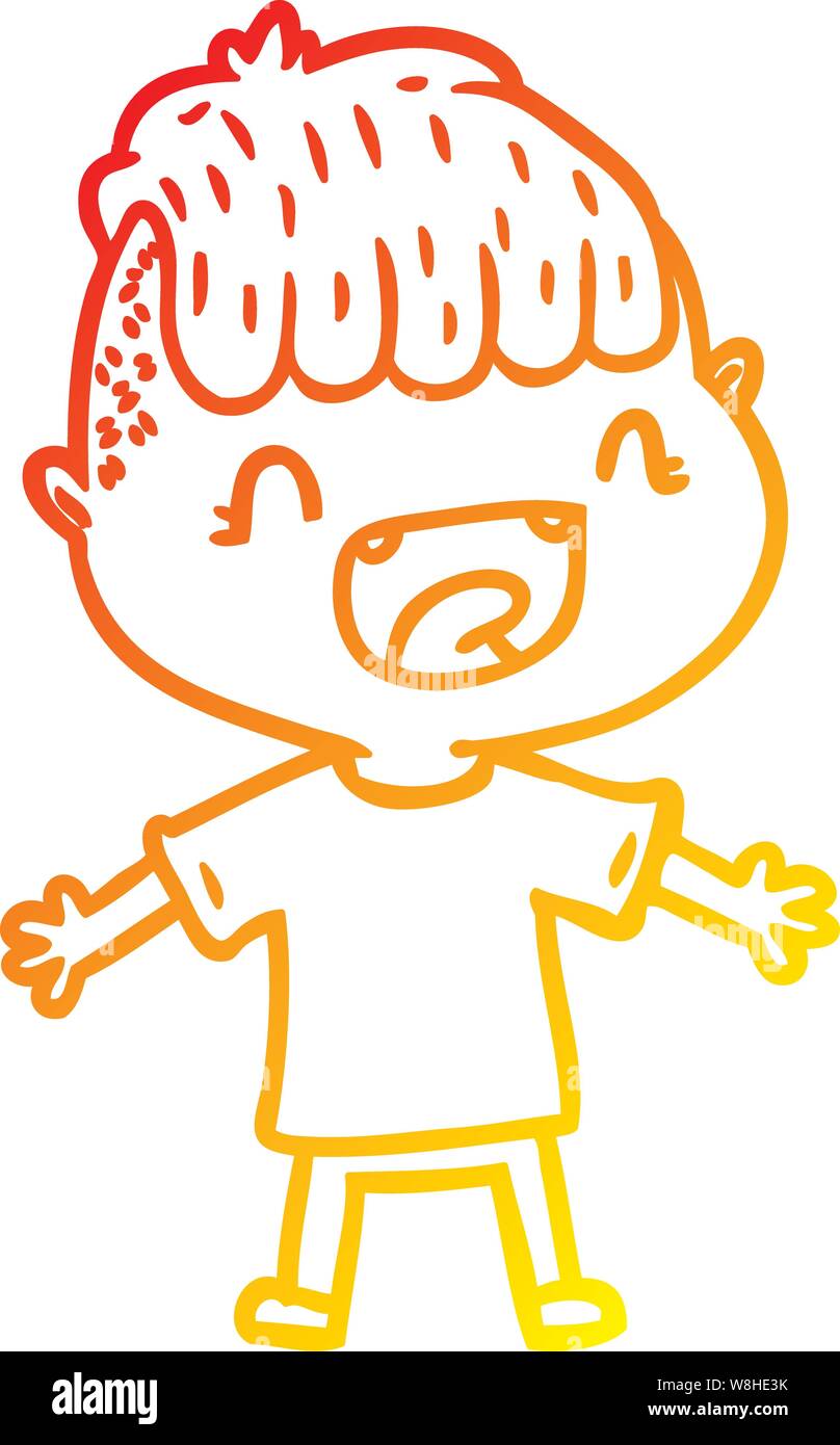 warm gradient line drawing of a cartoon happy boy laughing Stock Vector ...