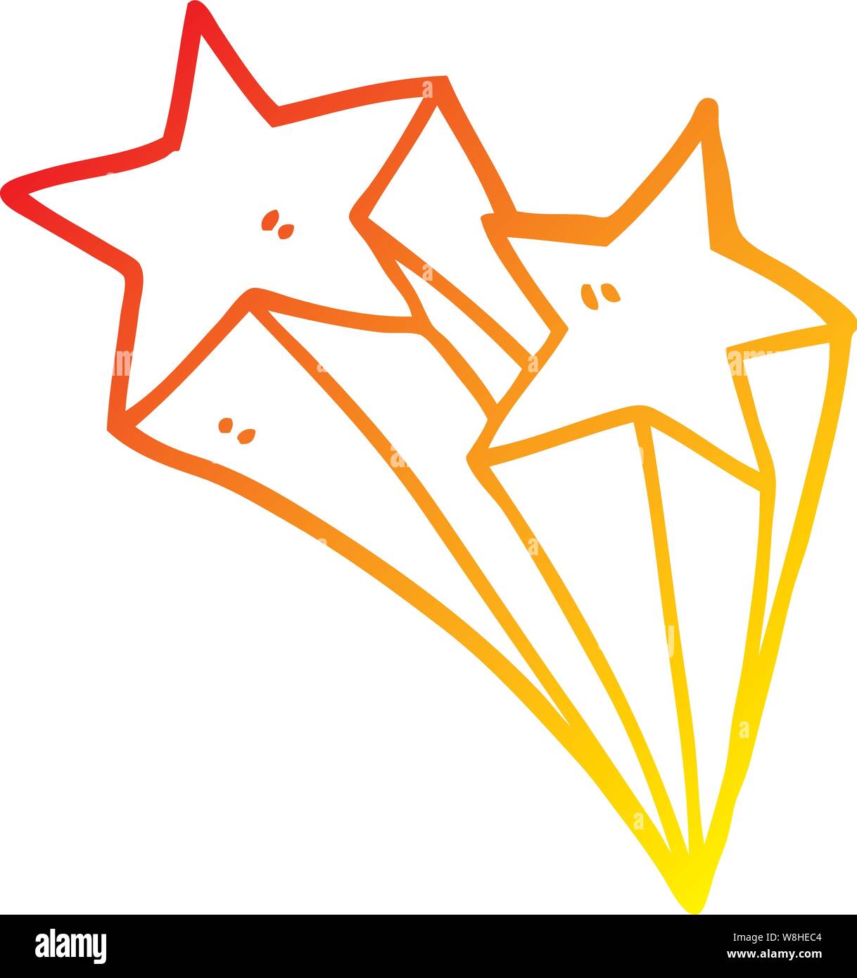 warm gradient line drawing of a cartoon shooting stars Stock Vector ...