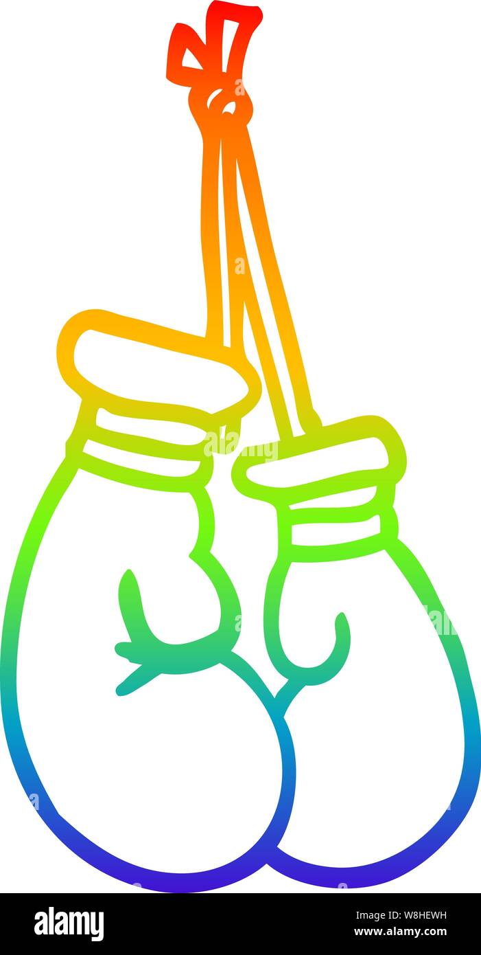 rainbow gradient line drawing of a cartoon boxing gloves Stock Vector ...