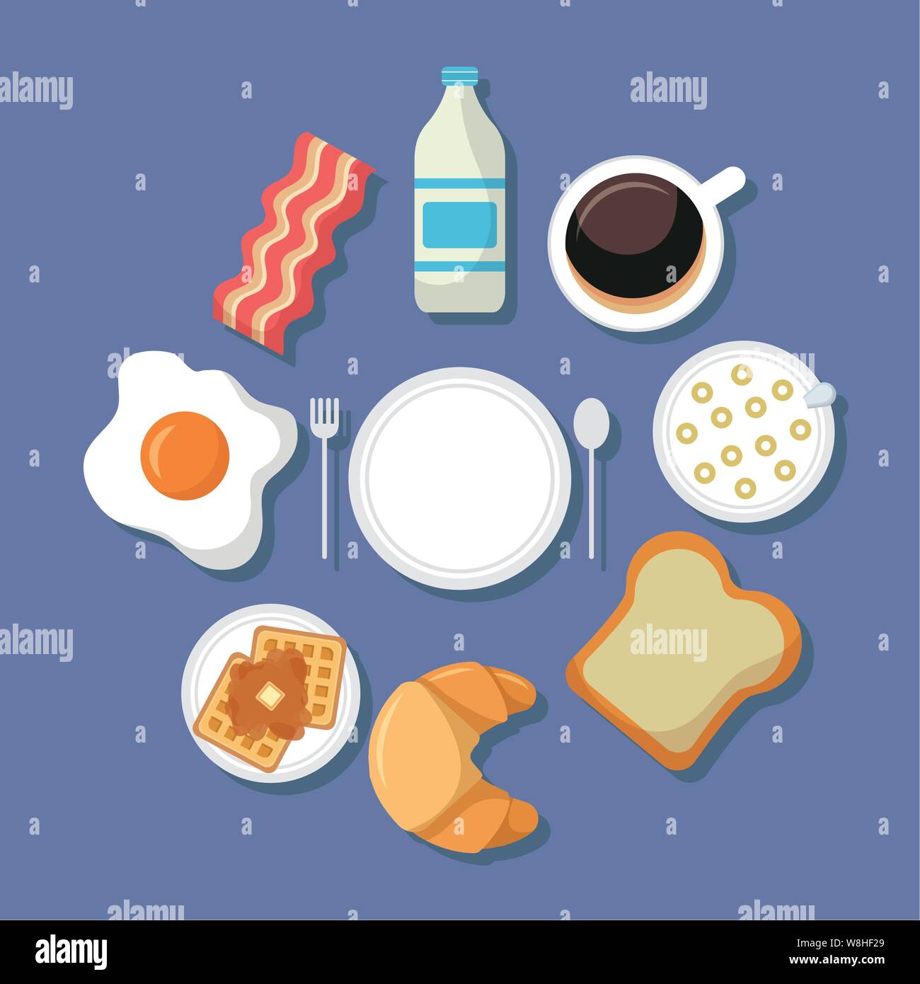 breakfast cooking icons flat design Stock Vector Image & Art - Alamy