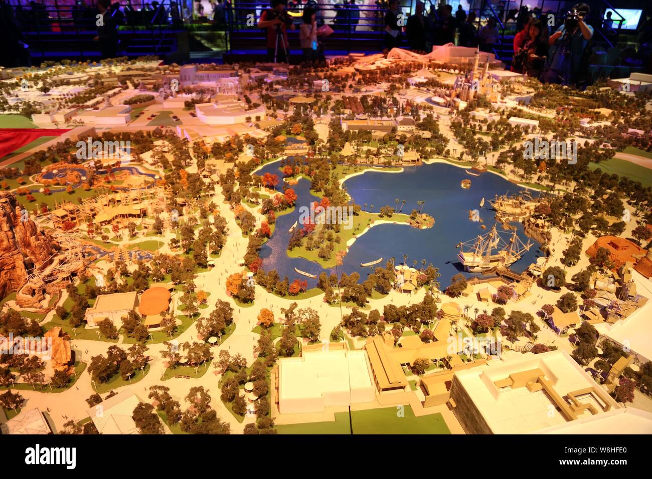 A scale model of the Shanghai Disney Resort is on display during its ...