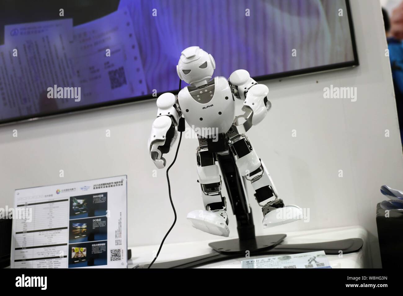 An Alpha humanoid robot reacts during the International Consumer ...