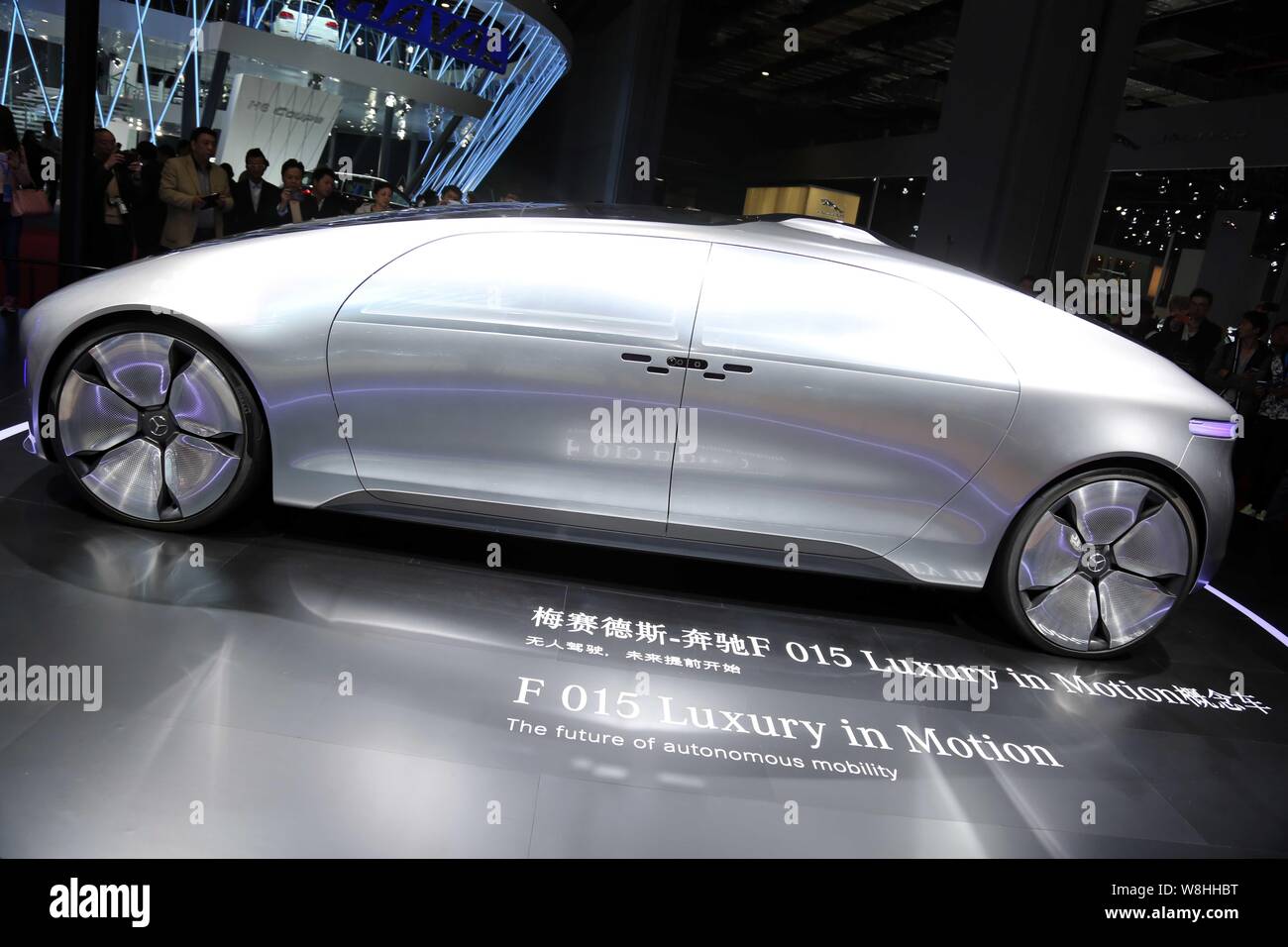 An F 015 Luxury in Motion concept car of Mercedes-Benz is on display ...