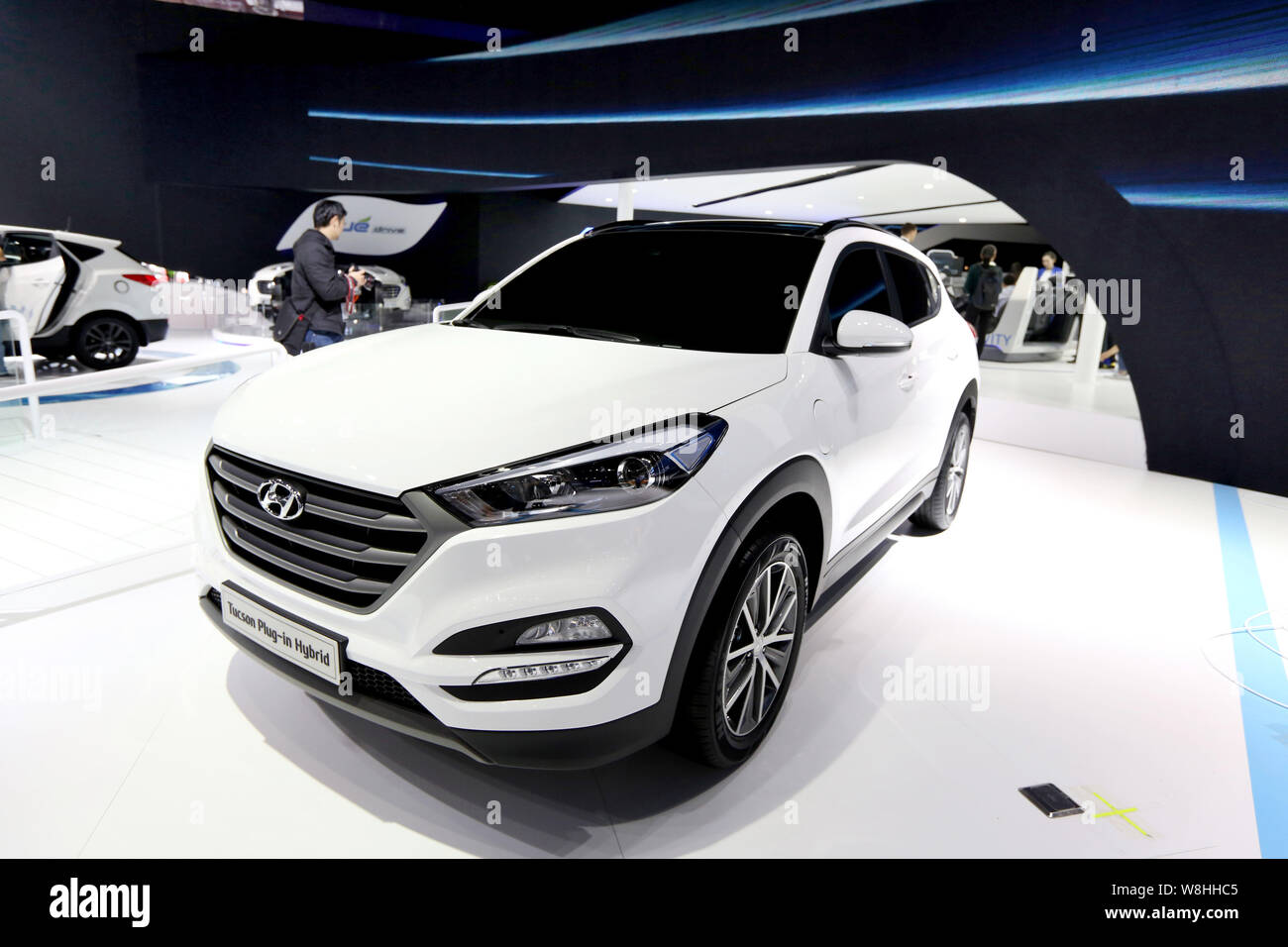--FILE--A Hyundai Tucson plug-in hybrid car is displayed during the ...