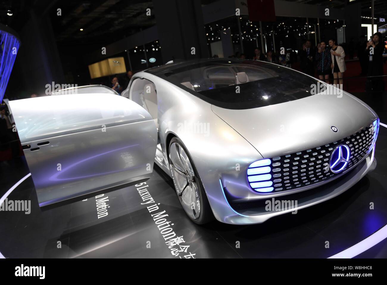 An F 015 Luxury in Motion concept car of Mercedes-Benz is on display ...