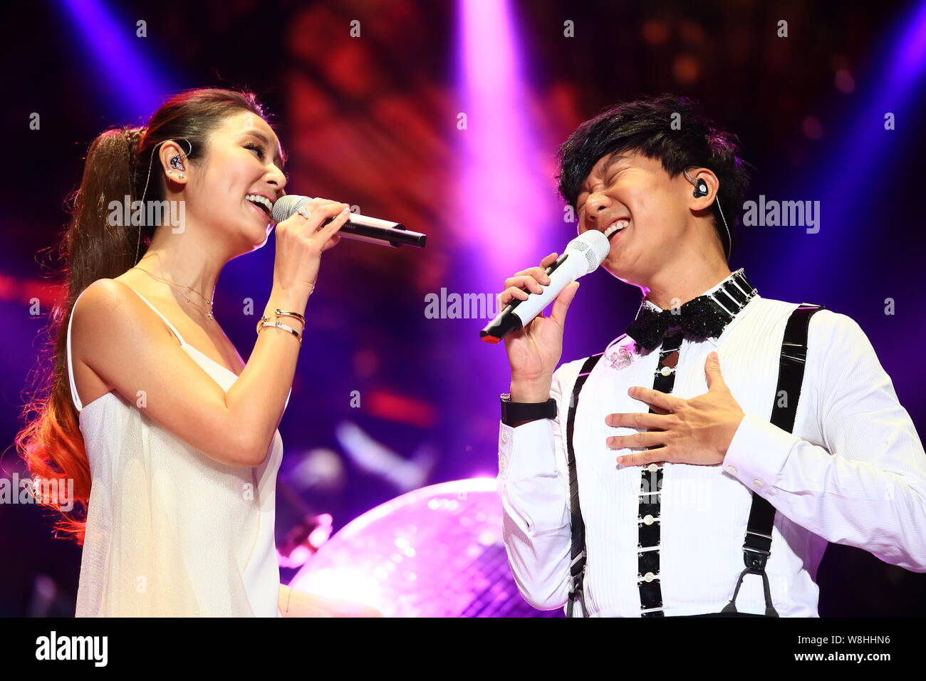 Taiwanese actress Ruby Lin, left, and Singaporean singer JJ Lin perform ...