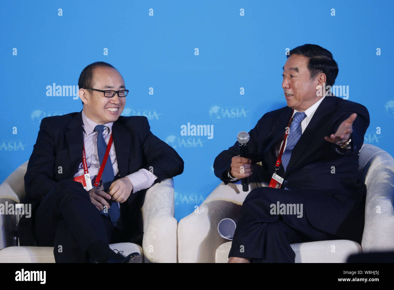 Pan Shiyi, co-founder, Chairman and co-CEO of SOHO China, left, and Ma ...