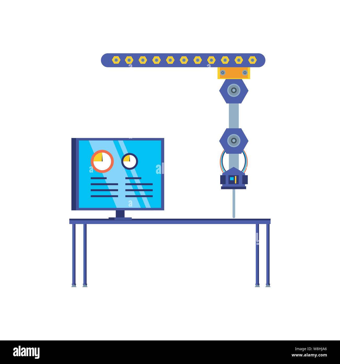 robotic hand industrial with computer display vector illustration ...