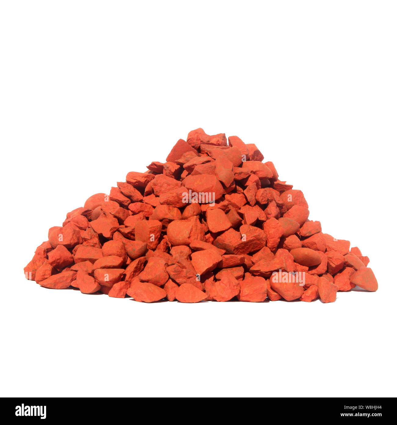 A pile of colored orange stones for decoration. Gravel Isolated on ...