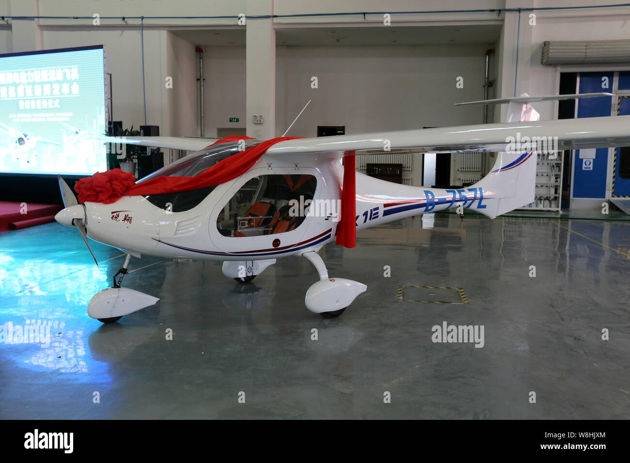 China's first electric light sport aircraft RX1E Ruixiang is seen on ...