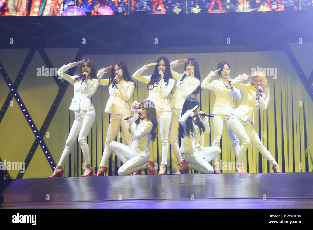 Members of South Korean girl group Girl's Generation perform during ...