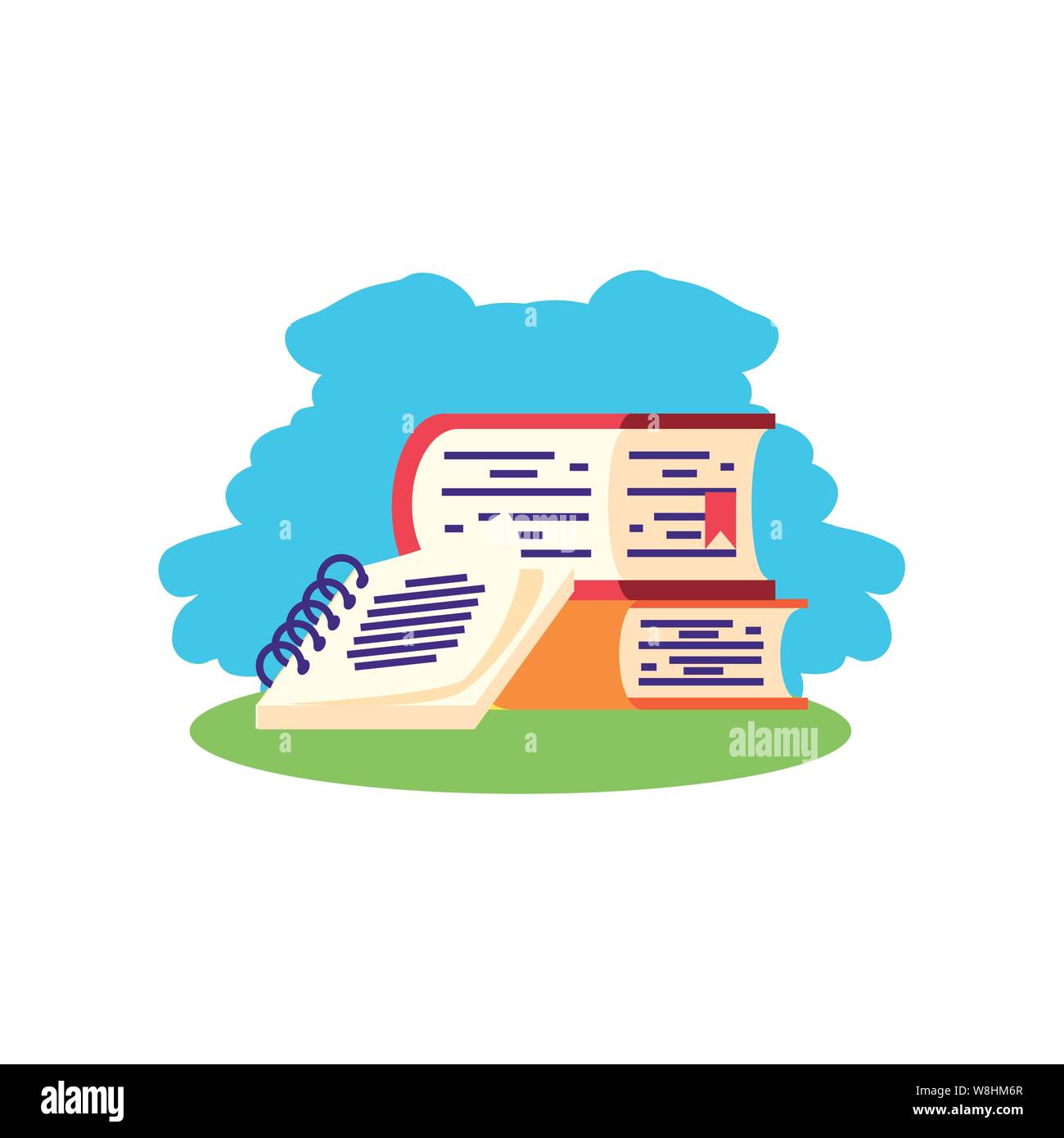 pile books with notebook open vector illustration design Stock Vector ...