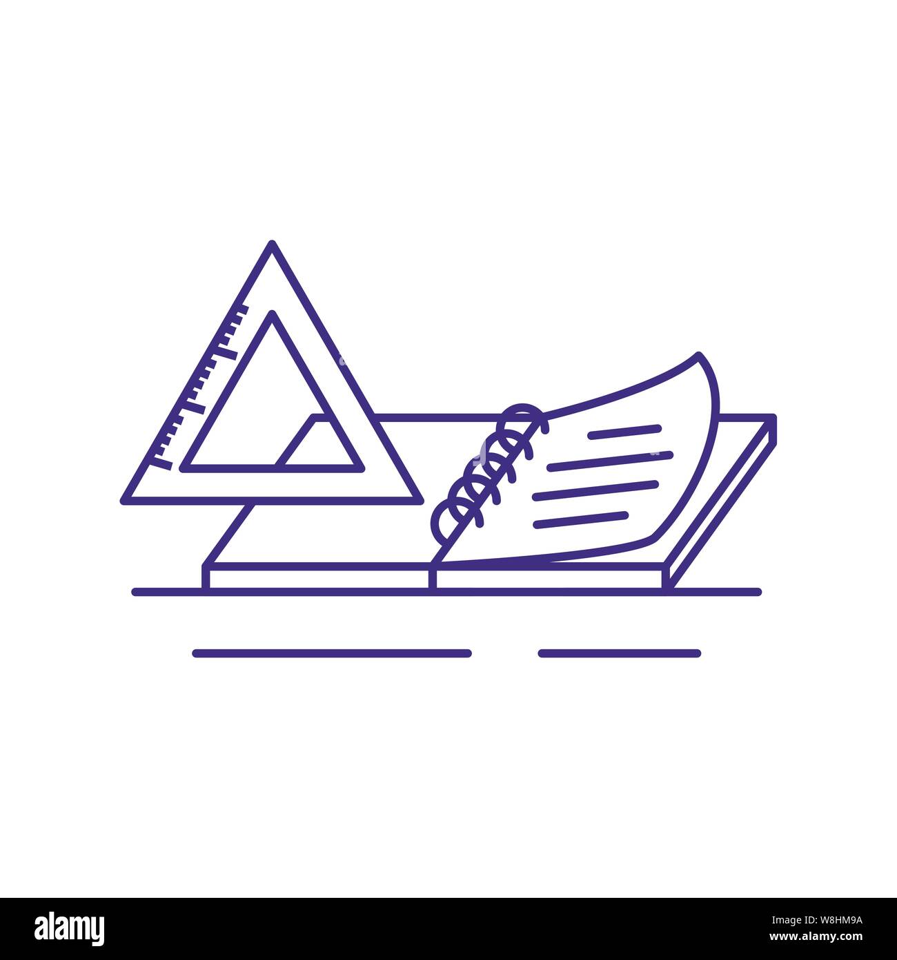 triangle rule with notebook school supply vector illustration design ...