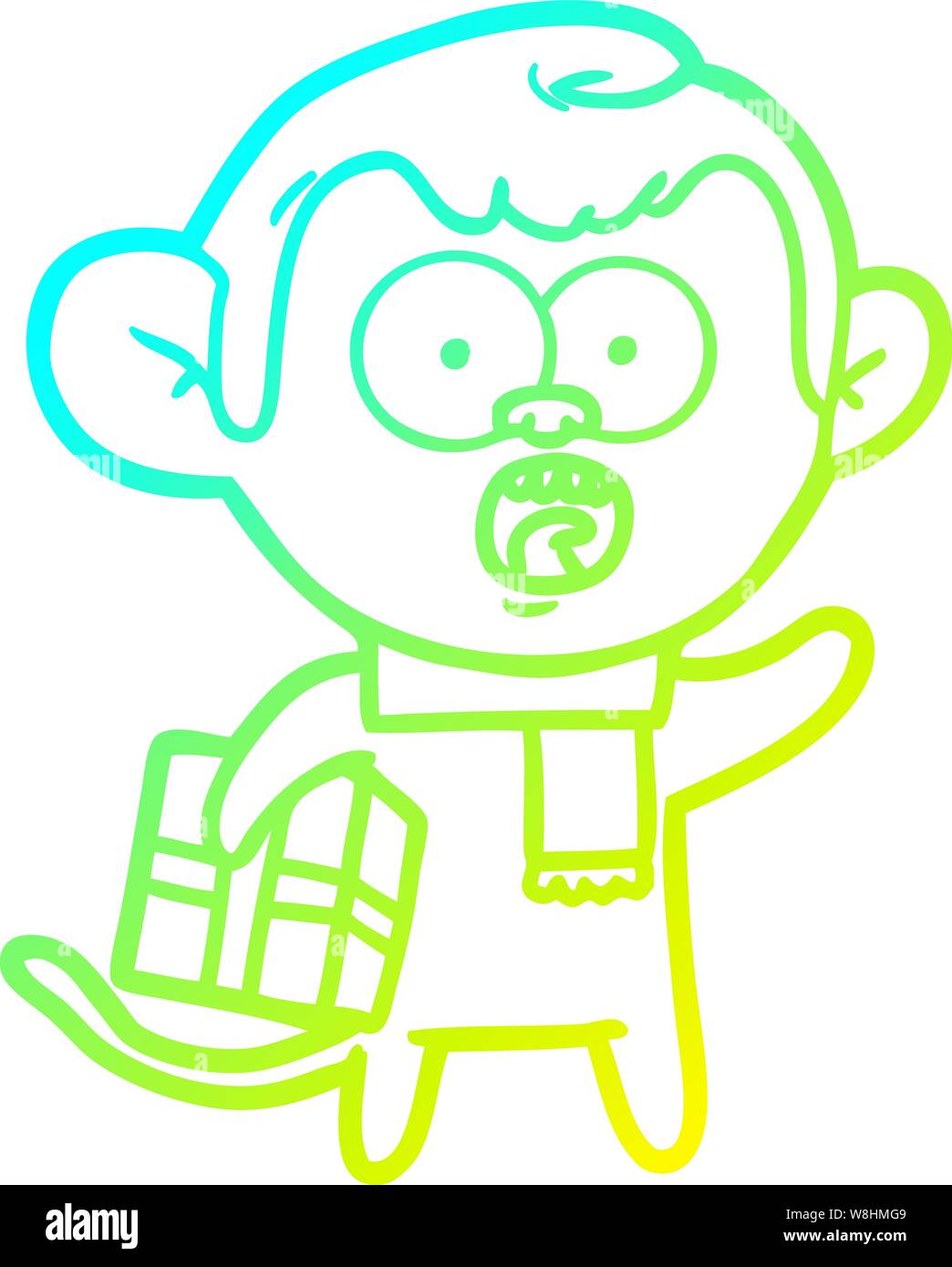cold gradient line drawing of a cartoon shocked monkey Stock Vector ...