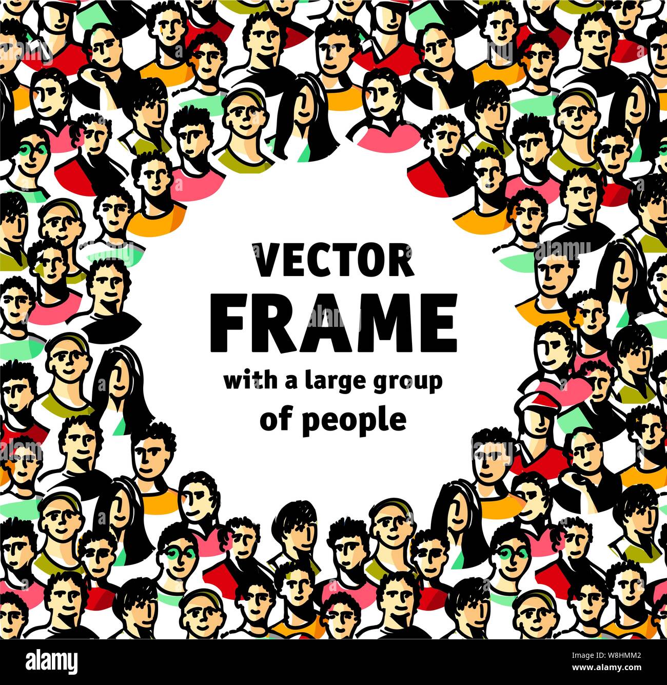 Vector frame with big group happy people Stock Vector Image & Art - Alamy