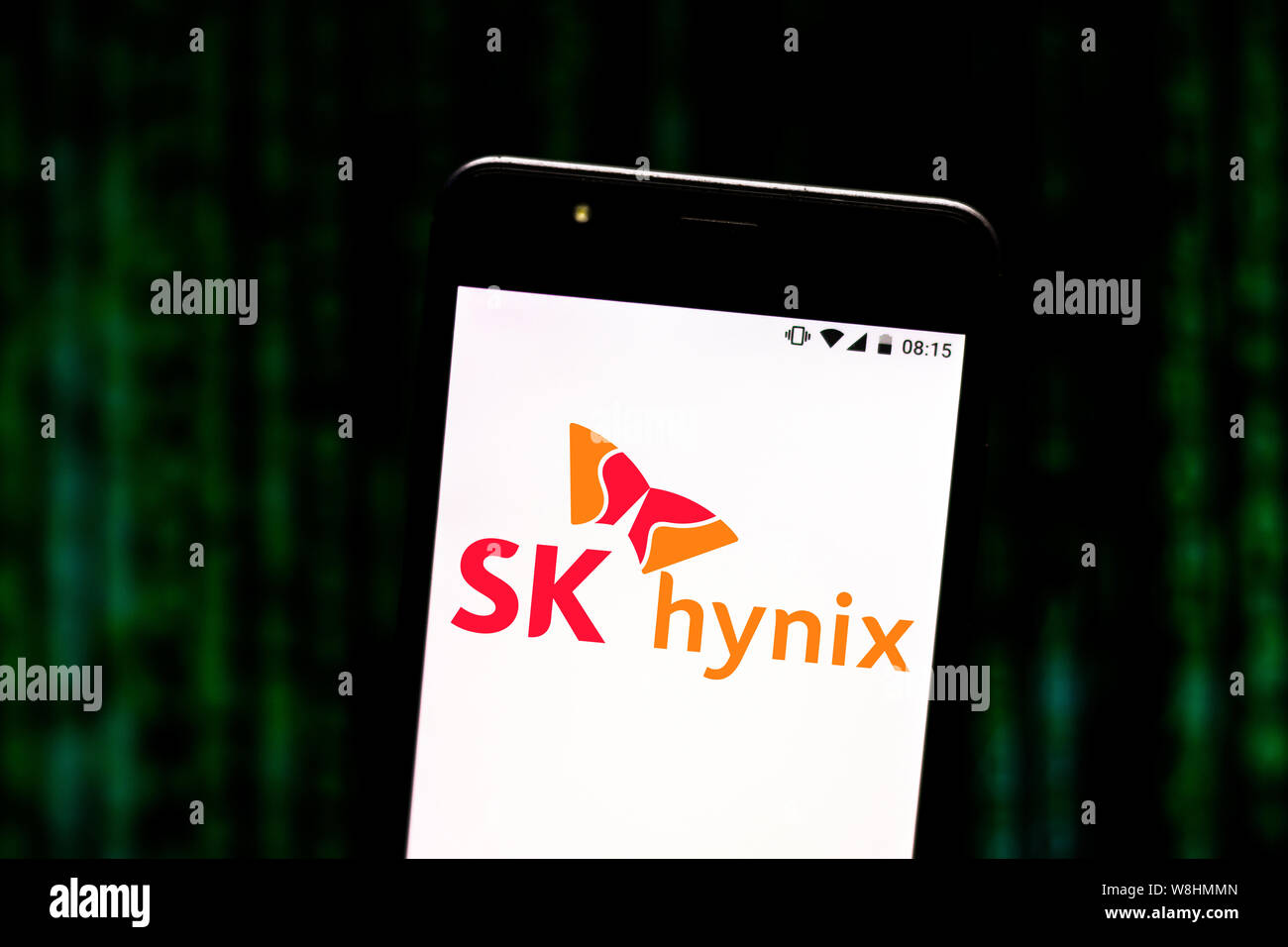 In this photo illustration the SK Hynix logo is seen displayed on a ...