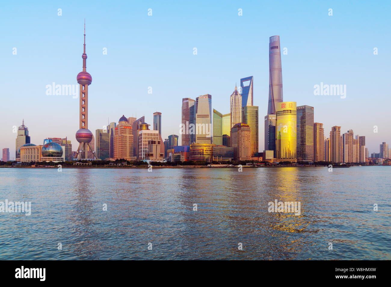 Panoramic view of the Lujiazui Financial District with the Shanghai ...