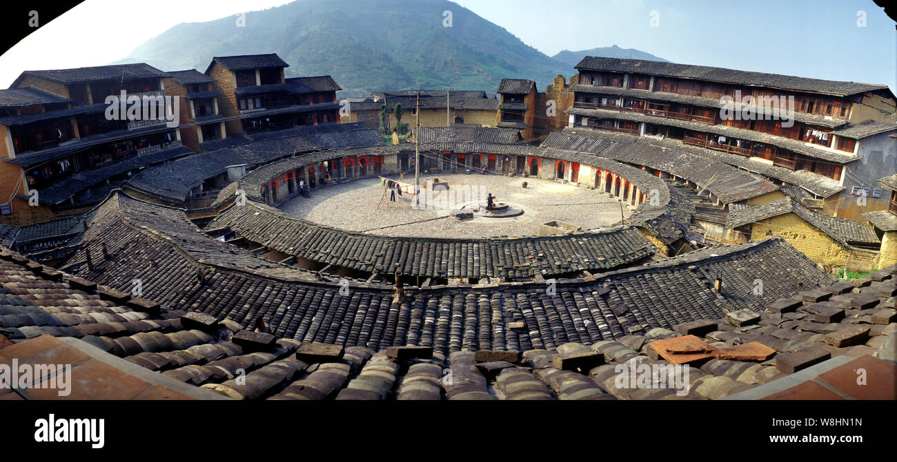 --FILE--View of world's largest circular earth building Juening tulou ...