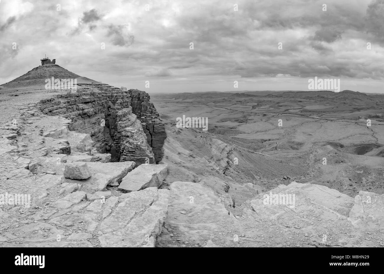 Sunset view of Makhtesh (crater) Ramon with Camel Mount lookout, in the ...