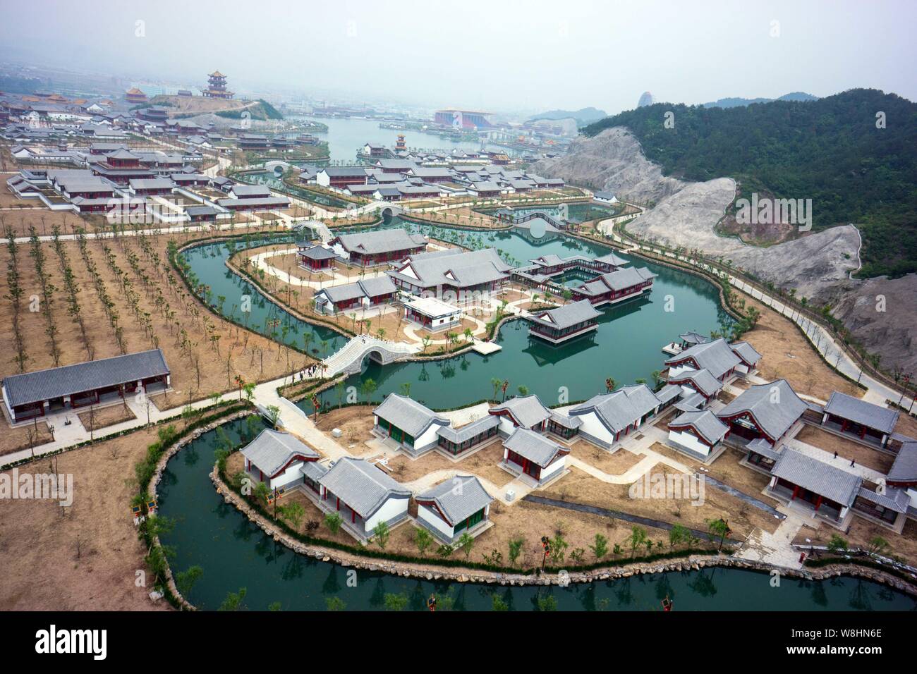 Aerial view of the full-scale replica of the Old Summer Palace in ...