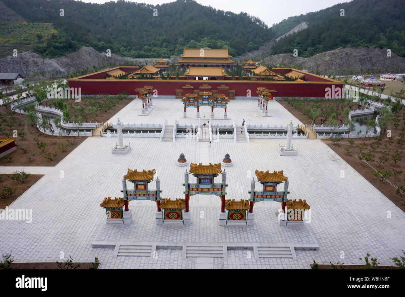 Aerial view of the full-scale replica of the Old Summer Palace in ...