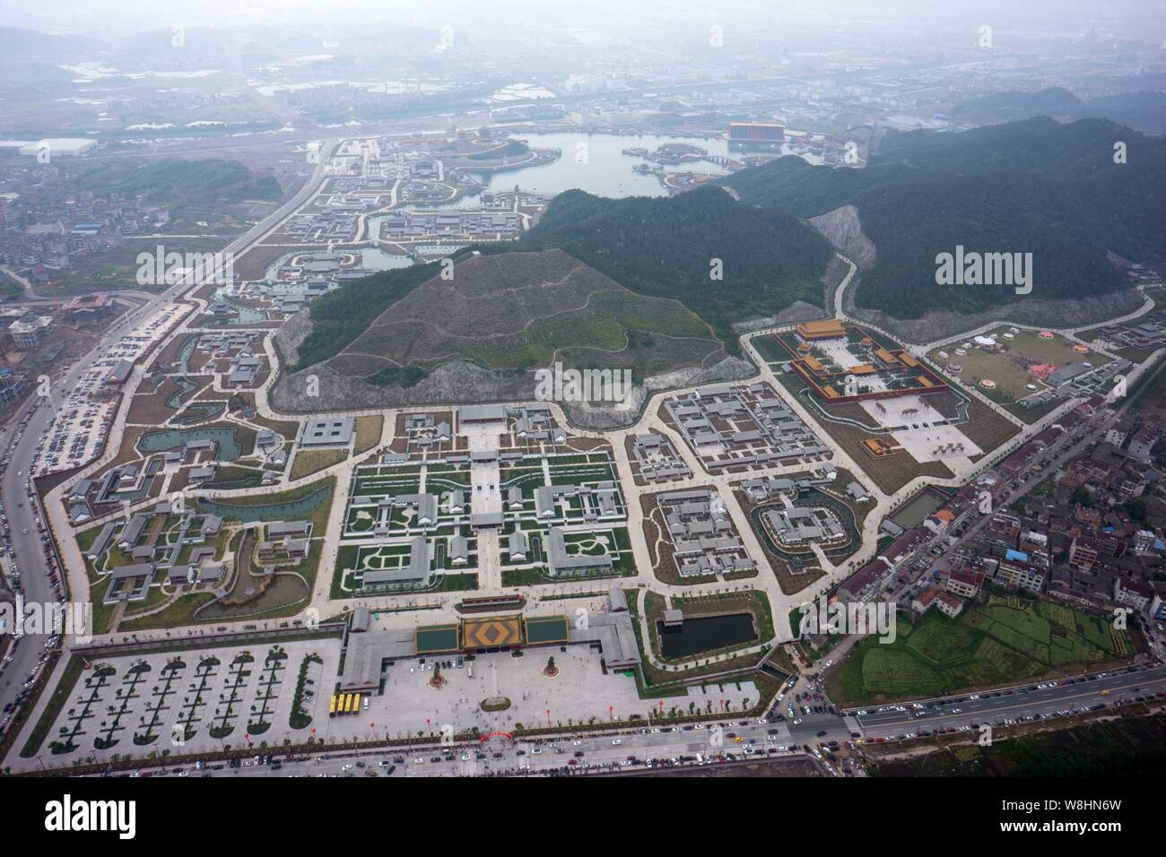 Aerial view of the full-scale replica of the Old Summer Palace in ...