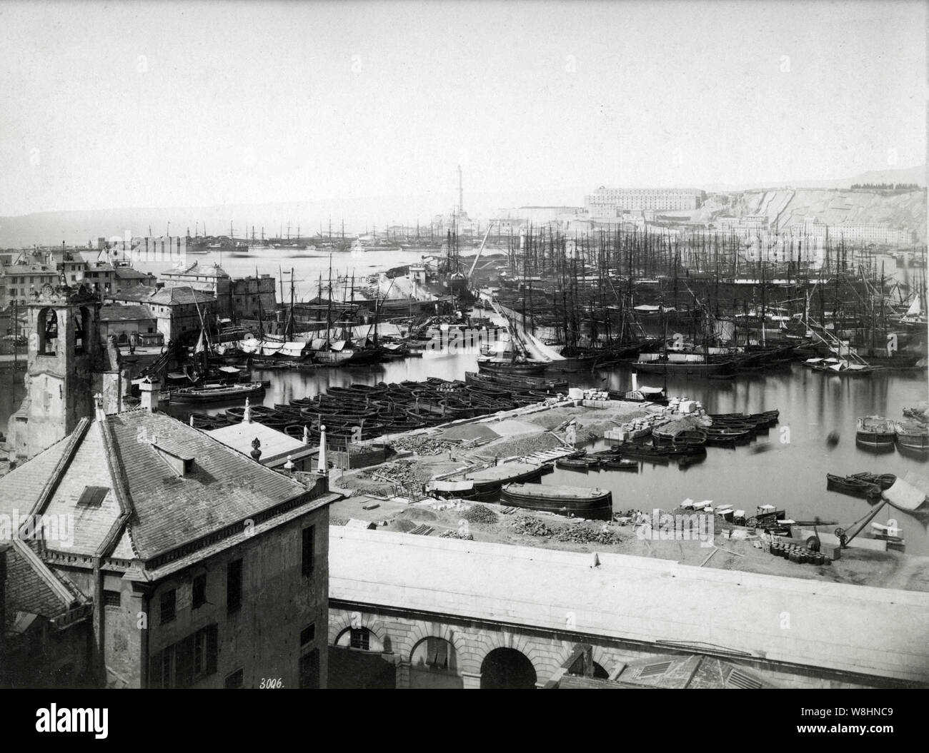 19th century vintage photograph - Port of Genoa, Italy Stock Photo - Alamy