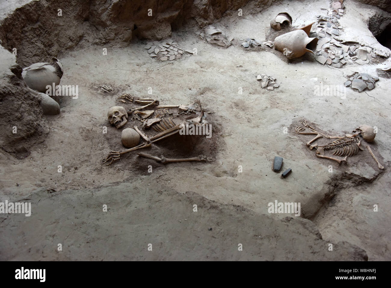 Skeletal remains show the mother and her child embracing each other at ...