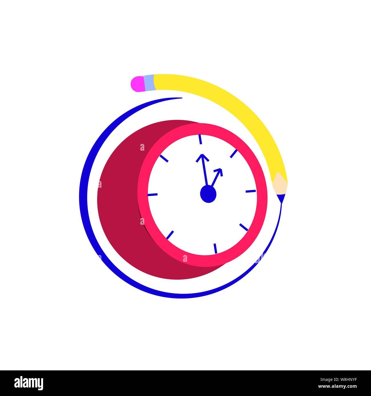 time clock watch with pencil isolated icon vector illustration design ...