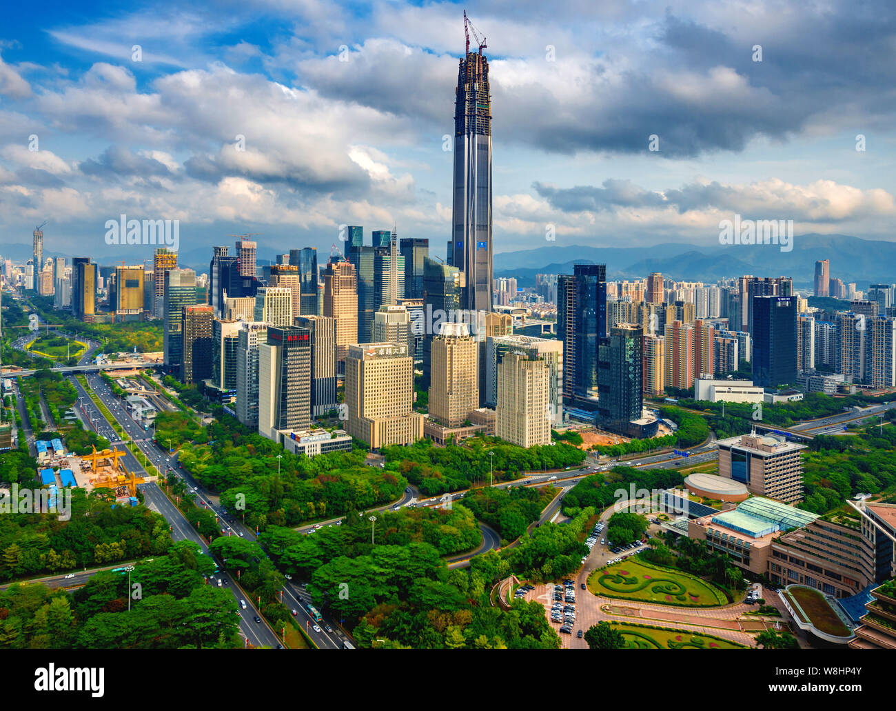 View of the Ping An International Finance Center (IFC) Tower under ...