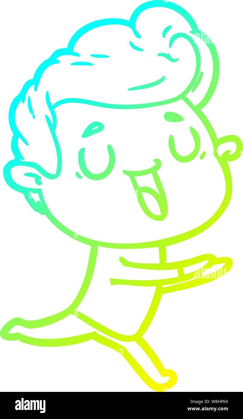 cold gradient line drawing of a happy cartoon man Stock Vector Image ...