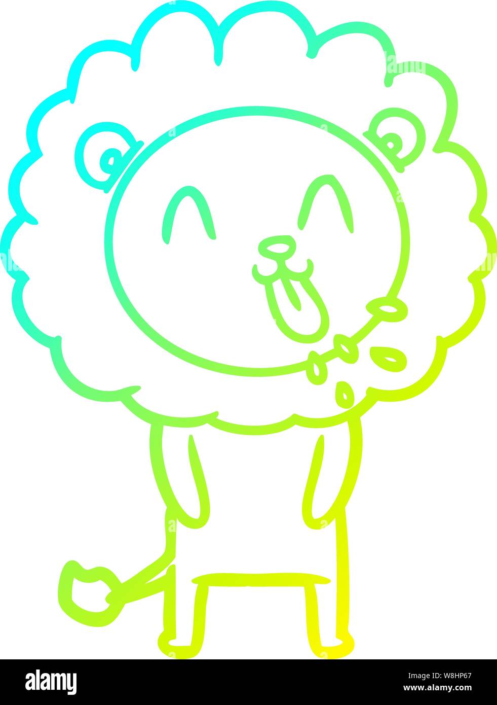 cold gradient line drawing of a happy cartoon lion Stock Vector Image ...