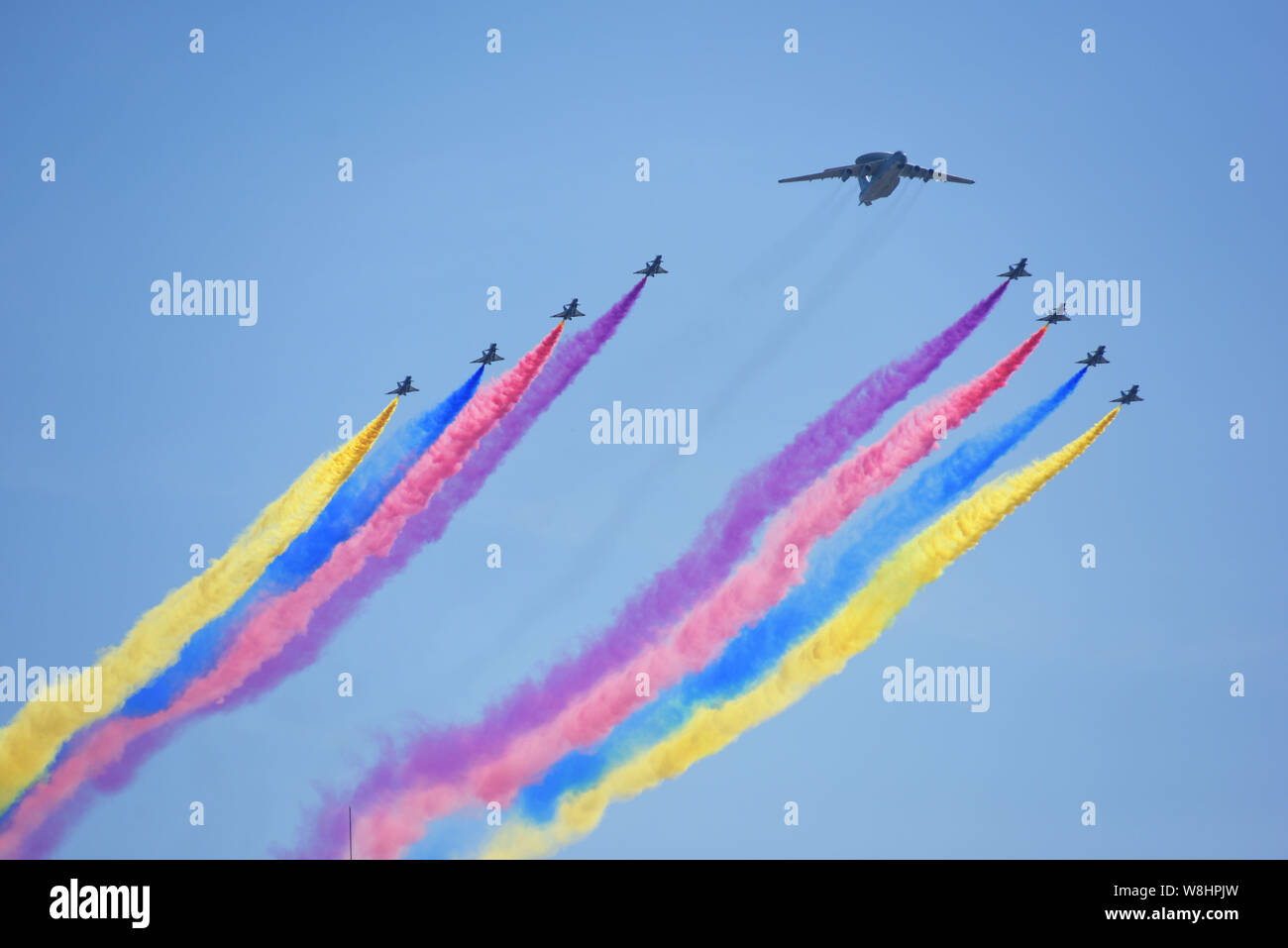 A KJ-2000 airborne early warning and control aircraft, front, and J-10 ...