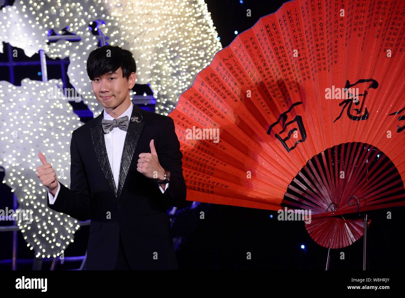 Singaporean singer JJ Lin poses during a celebration press conference ...