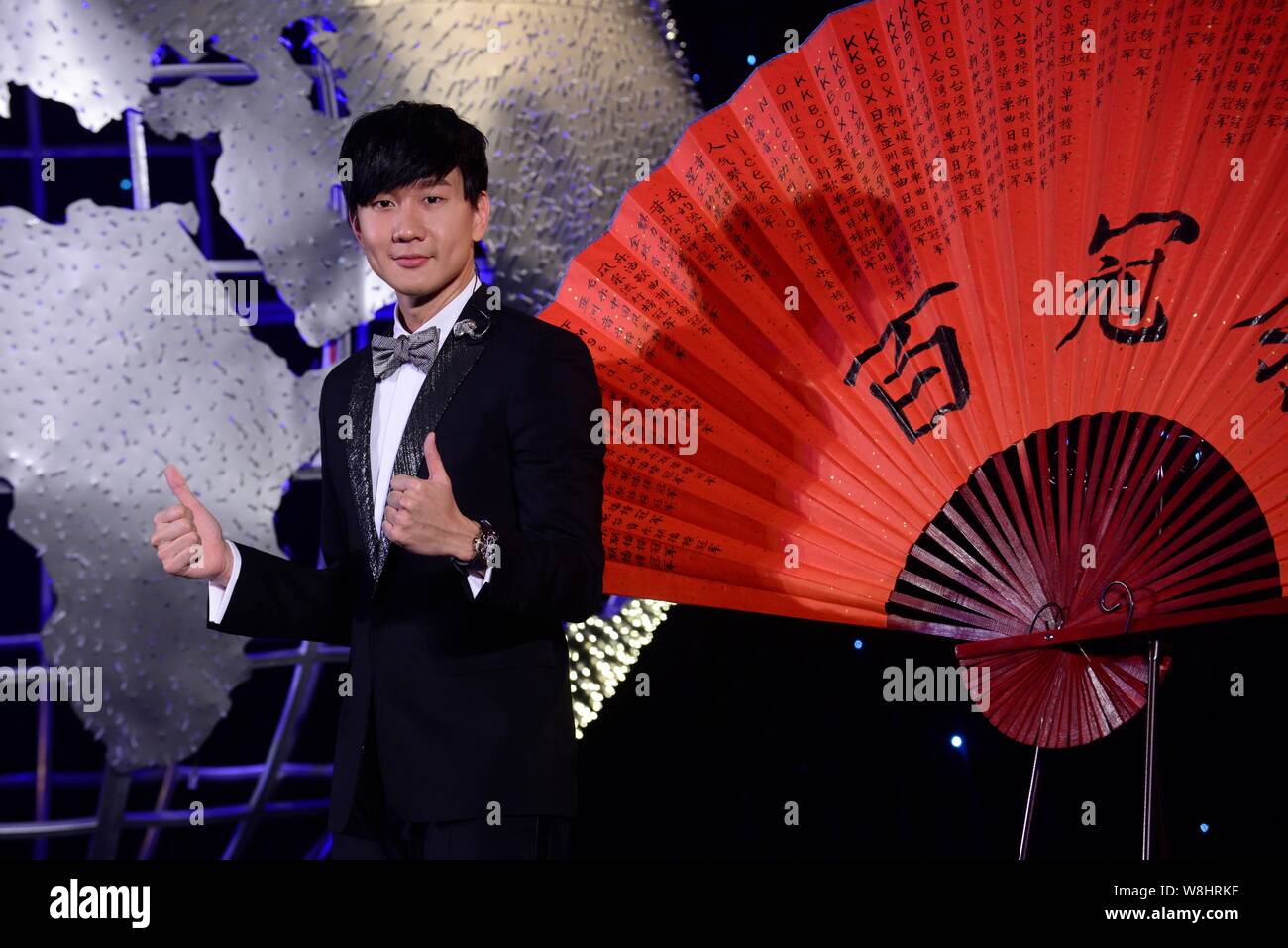 Singaporean singer JJ Lin poses during a celebration press conference ...