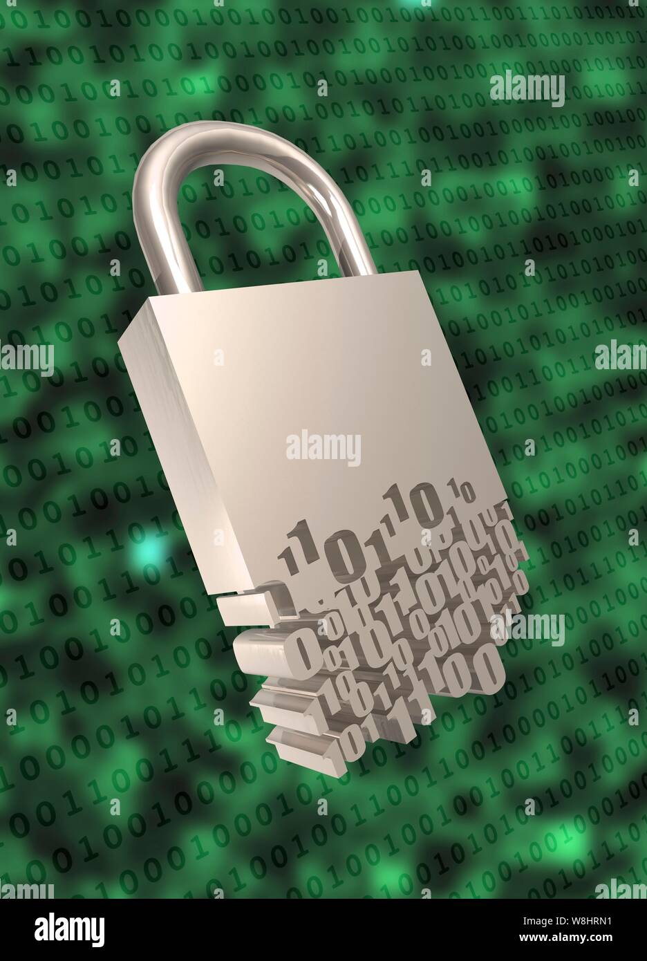 Padlock with binary code, illustration Stock Photo - Alamy