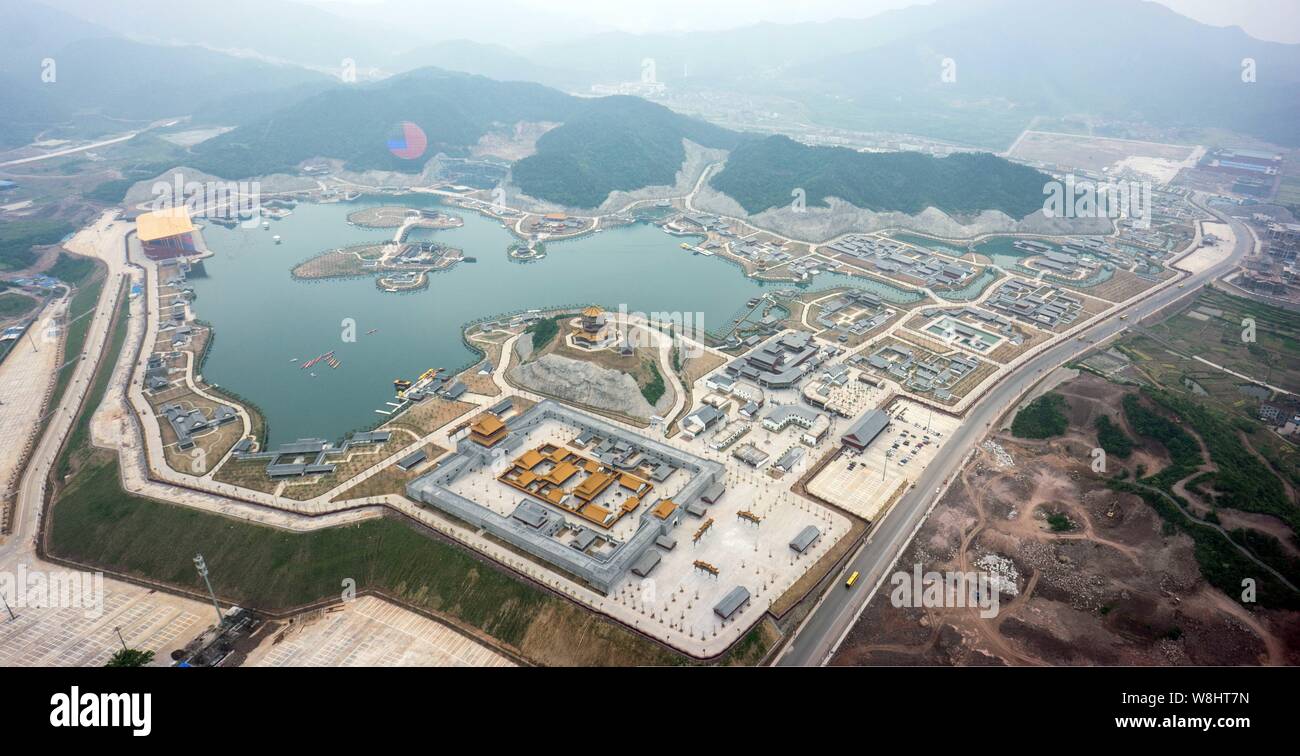 Aerial view of the full-scale replica of the Old Summer Palace in ...