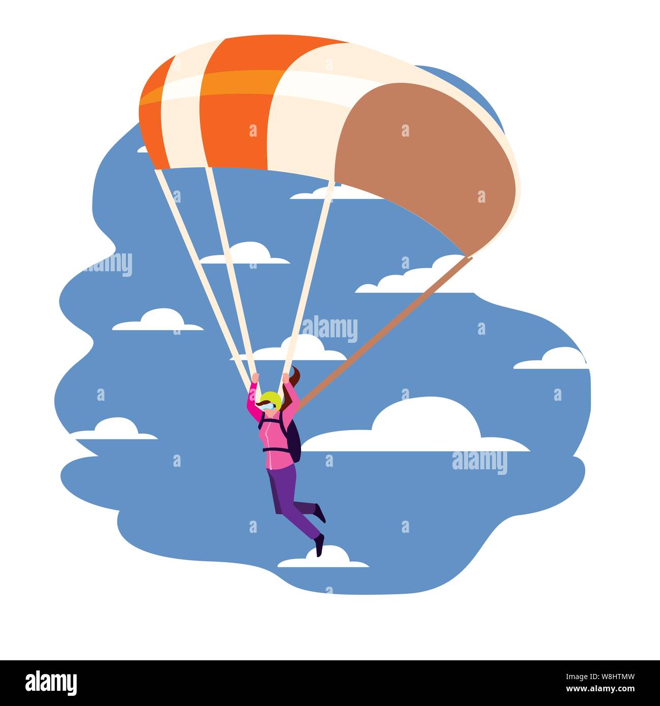 skydiver with parachute extreme sport and lifestyle vector illustration ...