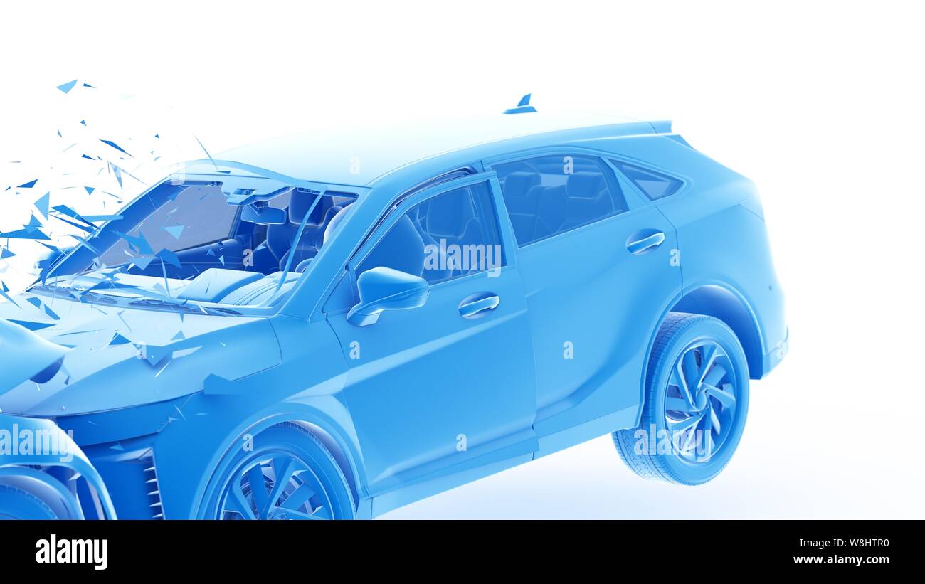 Head-on car crash, computer illustration Stock Photo - Alamy