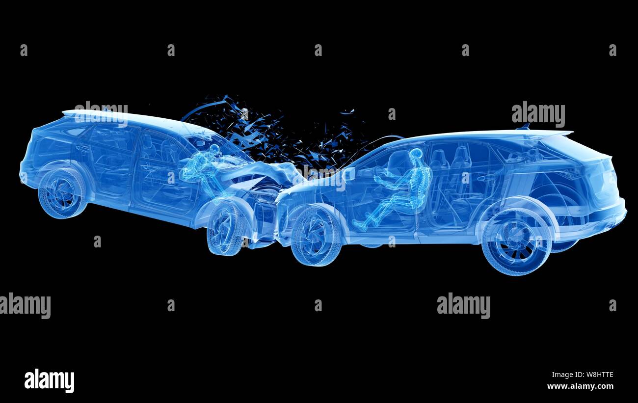 Head-on car crash, computer illustration Stock Photo - Alamy
