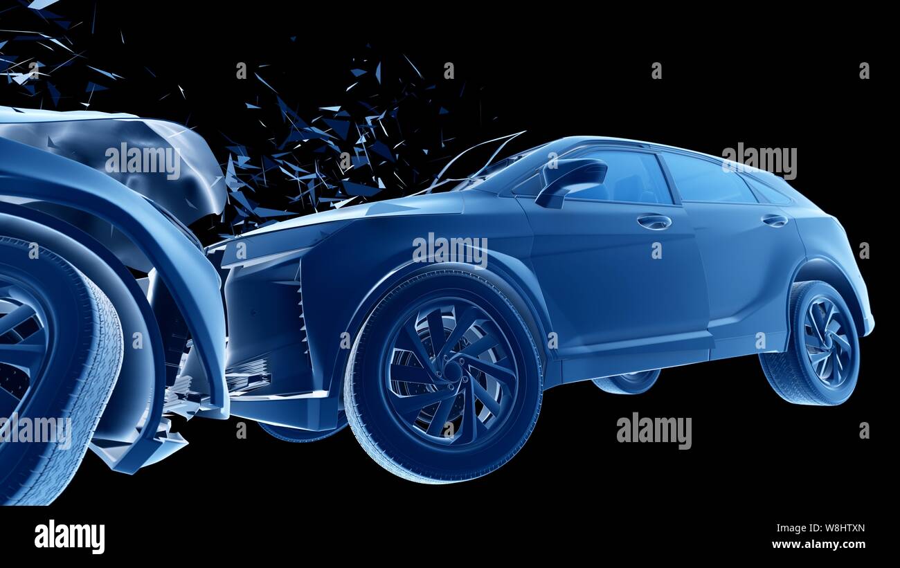 Head-on car crash, computer illustration Stock Photo - Alamy