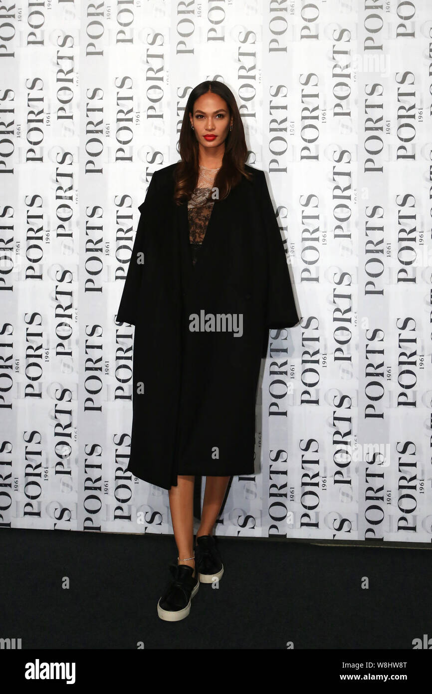Puerto Rican model Joan Smalls Rodriguez arrives for the fashion show ...