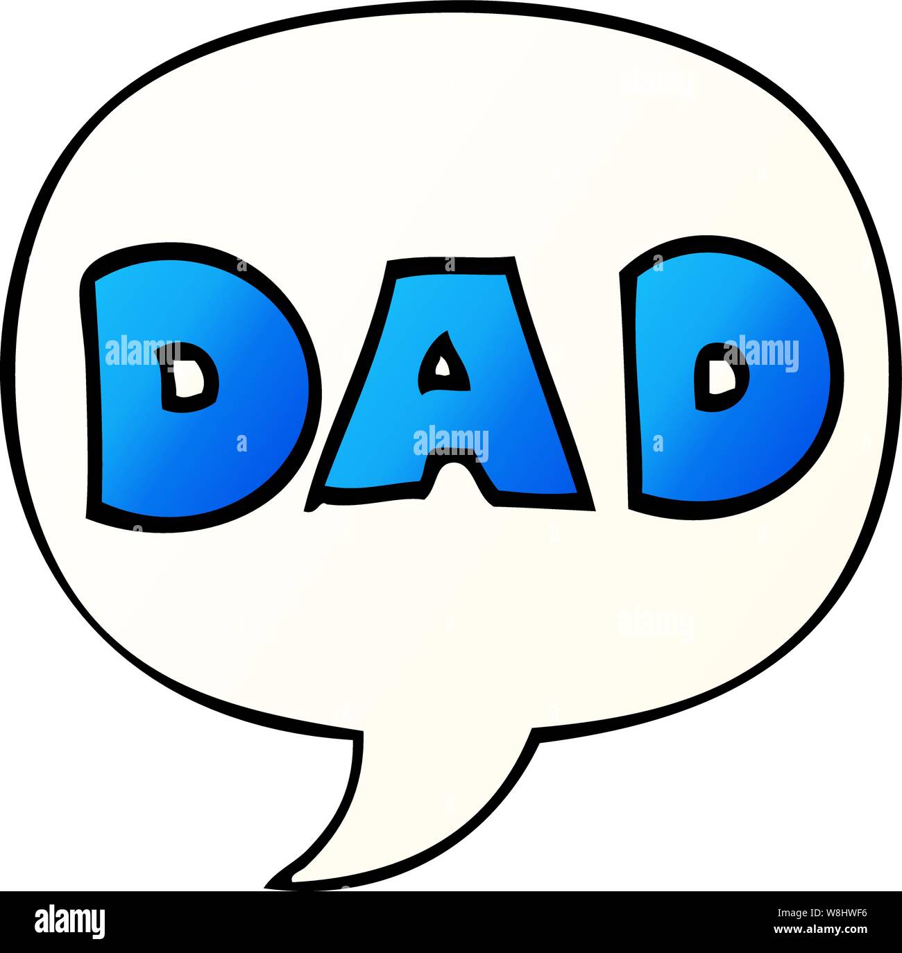 cartoon word dad with speech bubble in smooth gradient style Stock ...