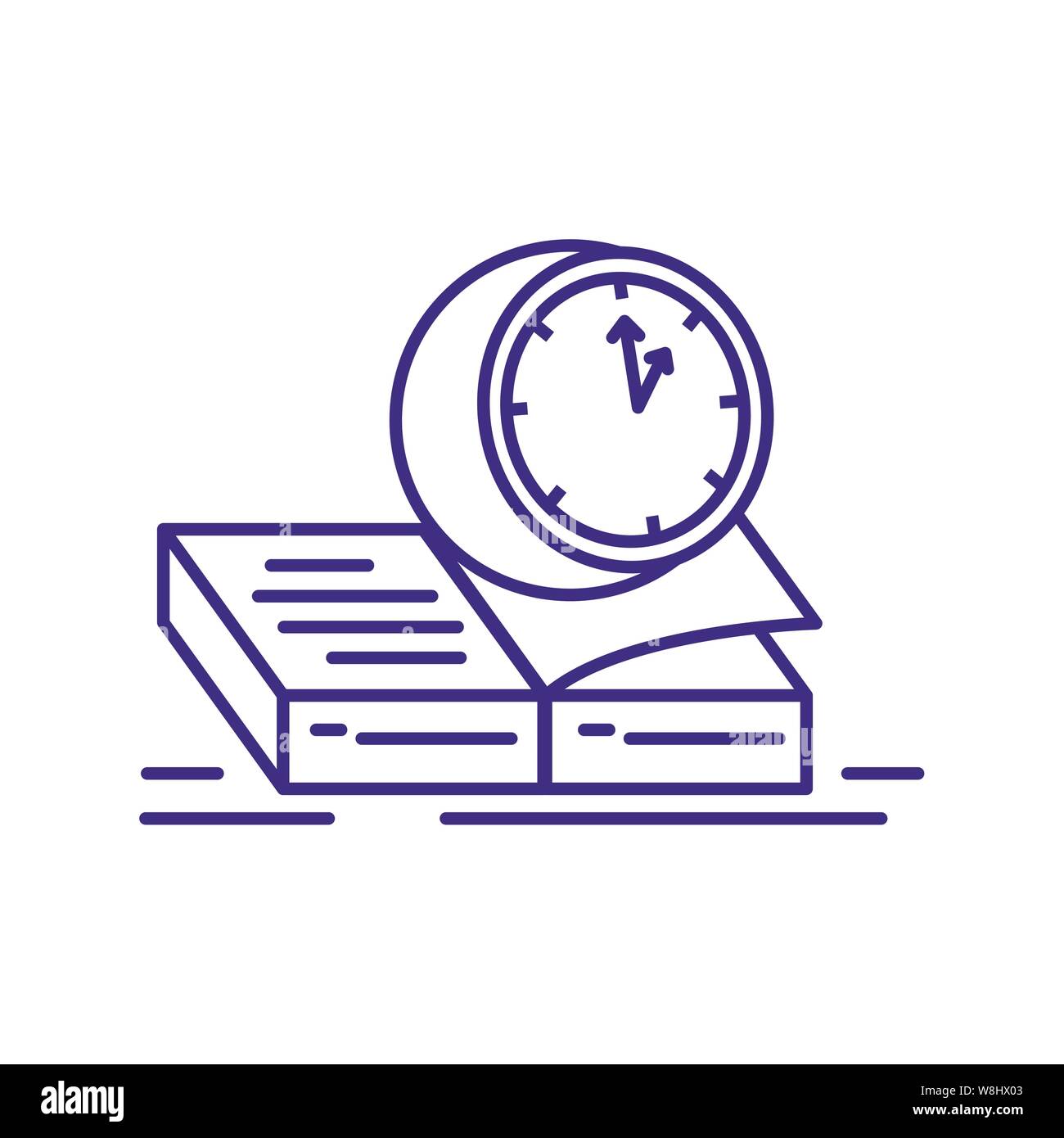 time clock watch with textbook supply vector illustration design Stock ...