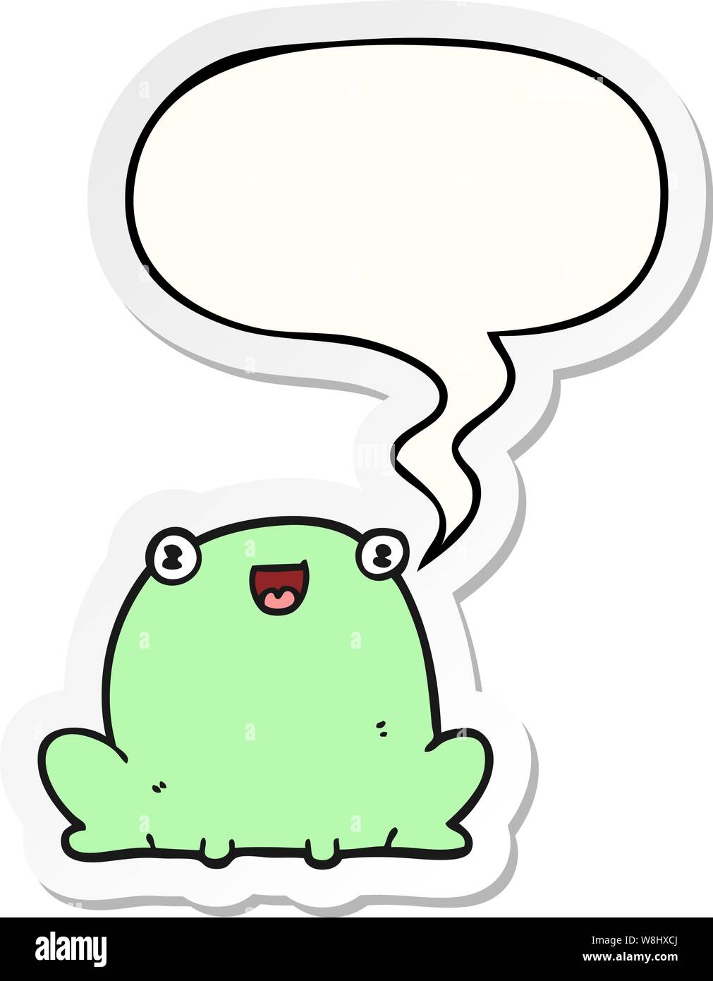 cute cartoon frog with speech bubble sticker Stock Vector Image & Art ...
