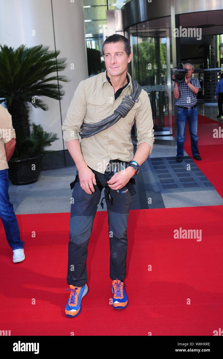 British adventurer and television presenter Bear Grylls poses during a ...