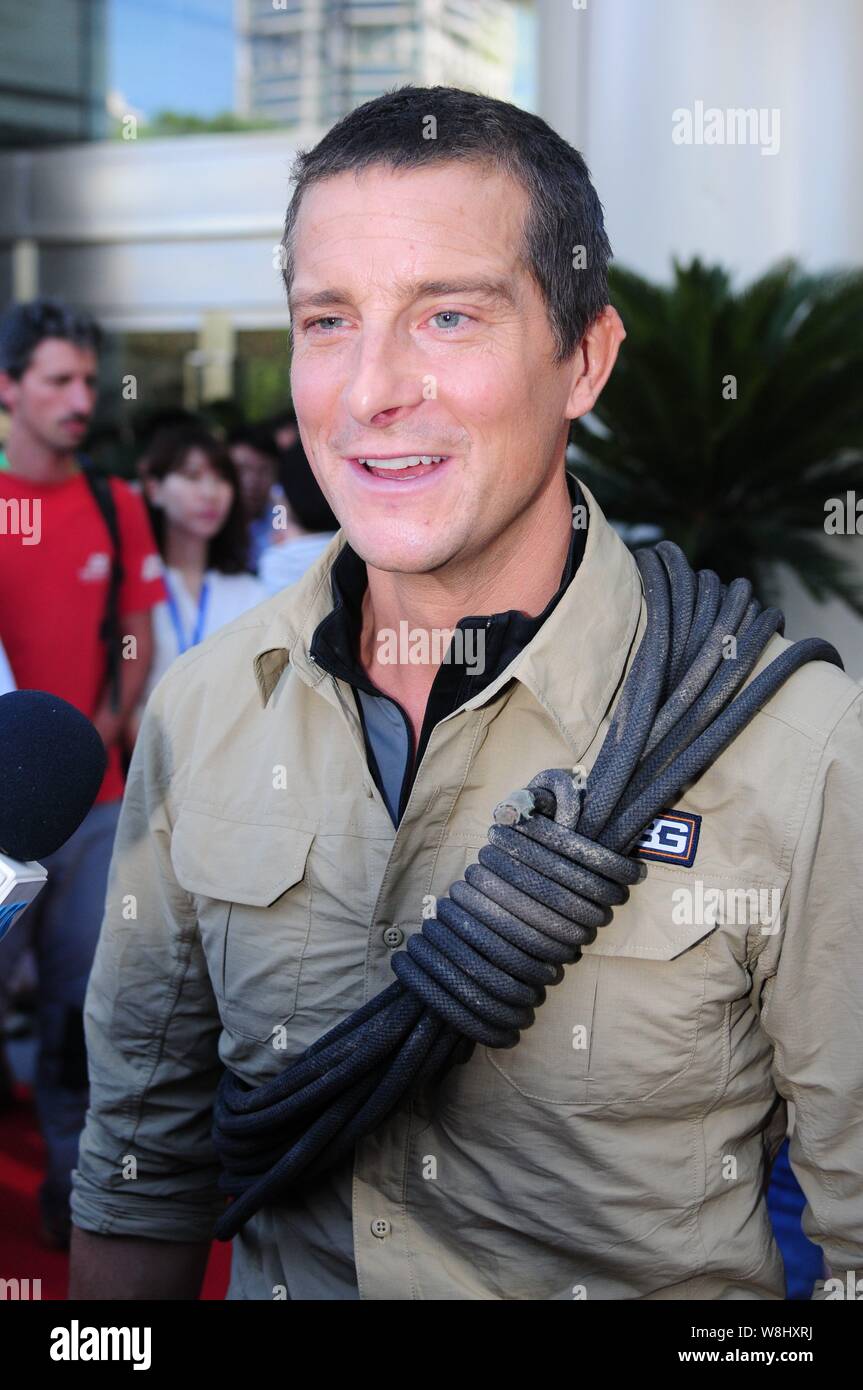 British adventurer and television presenter Bear Grylls is interviewed during a ceremony for the ...