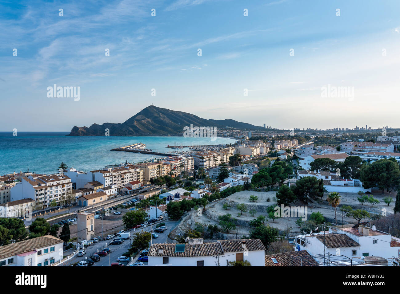 The beautiful rocky beach of Altea that is a small town in Alicante in ...